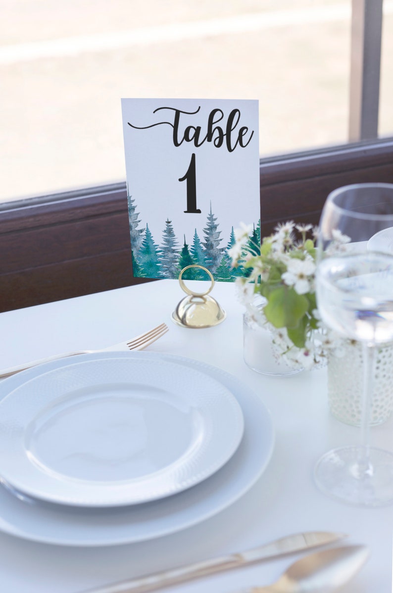 Winter Pine Wedding Table Number Table Numbers Wedding - Etsy