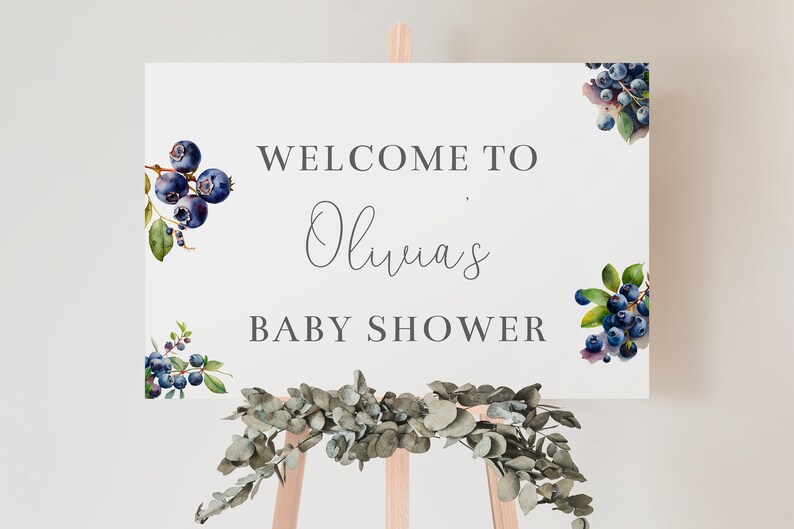 Blueberry Baby Shower Welcome Sign Template, Brunch Baby Shower ...
