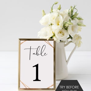 Gold Table Number Template, Table Number Cards, Printable Table Numbers ...