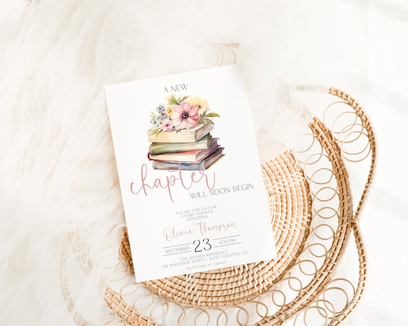 Book Themed Baby Shower Invitation Template,a New Chapter is About to ...