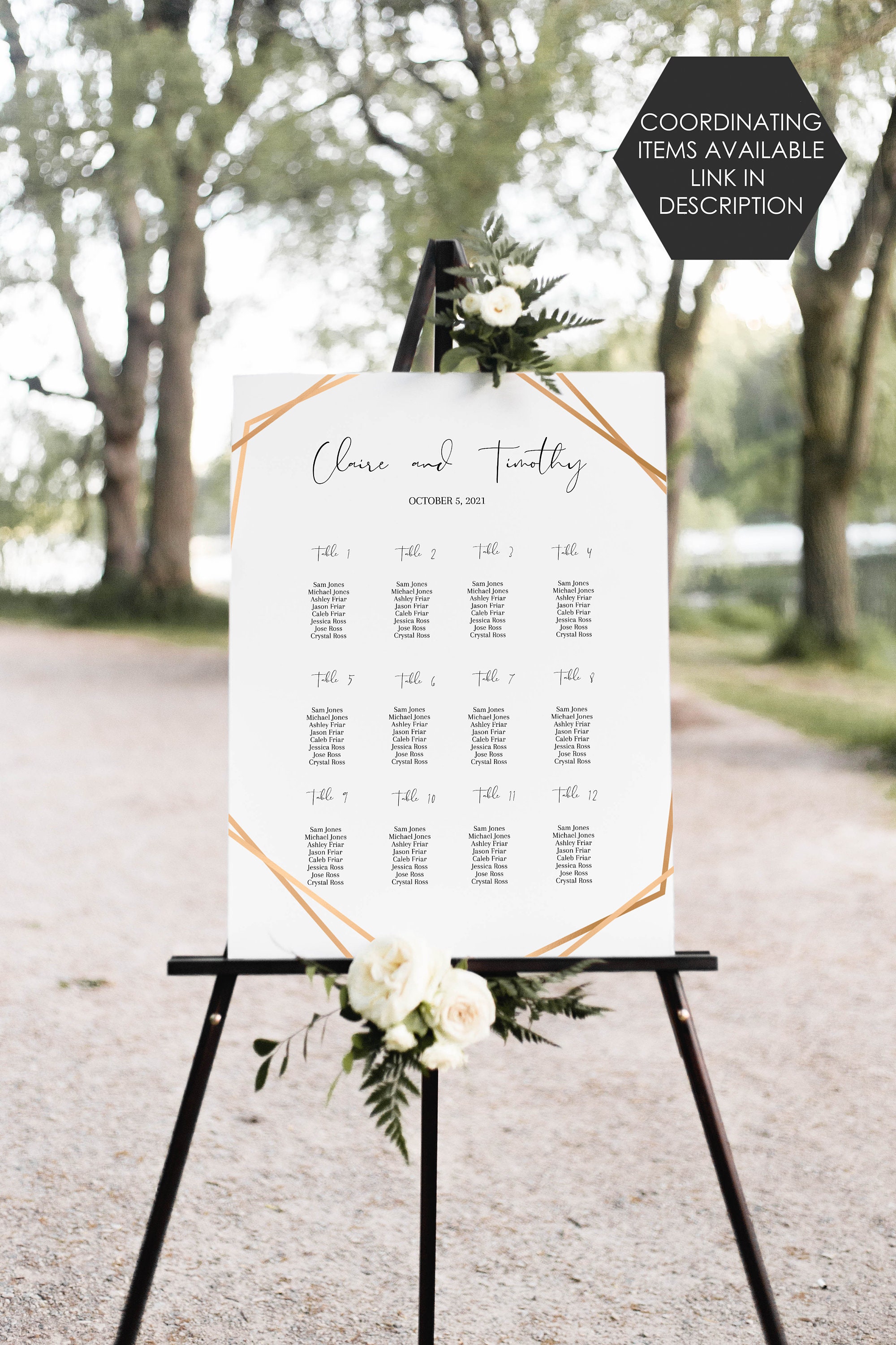 Escort Card Seating Chart 5x7 Seating Chart Template | Etsy