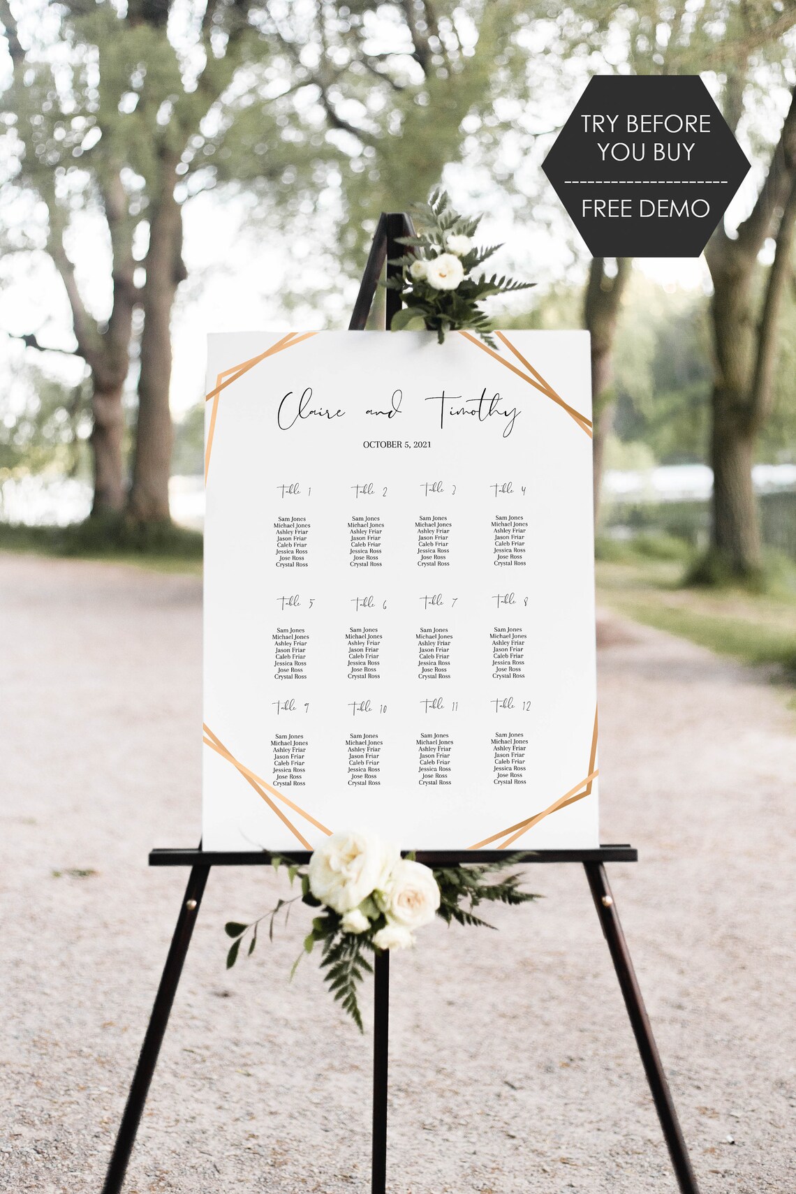 Wedding Seating Chart Gold Geometric Wedding Seating Chart - Etsy