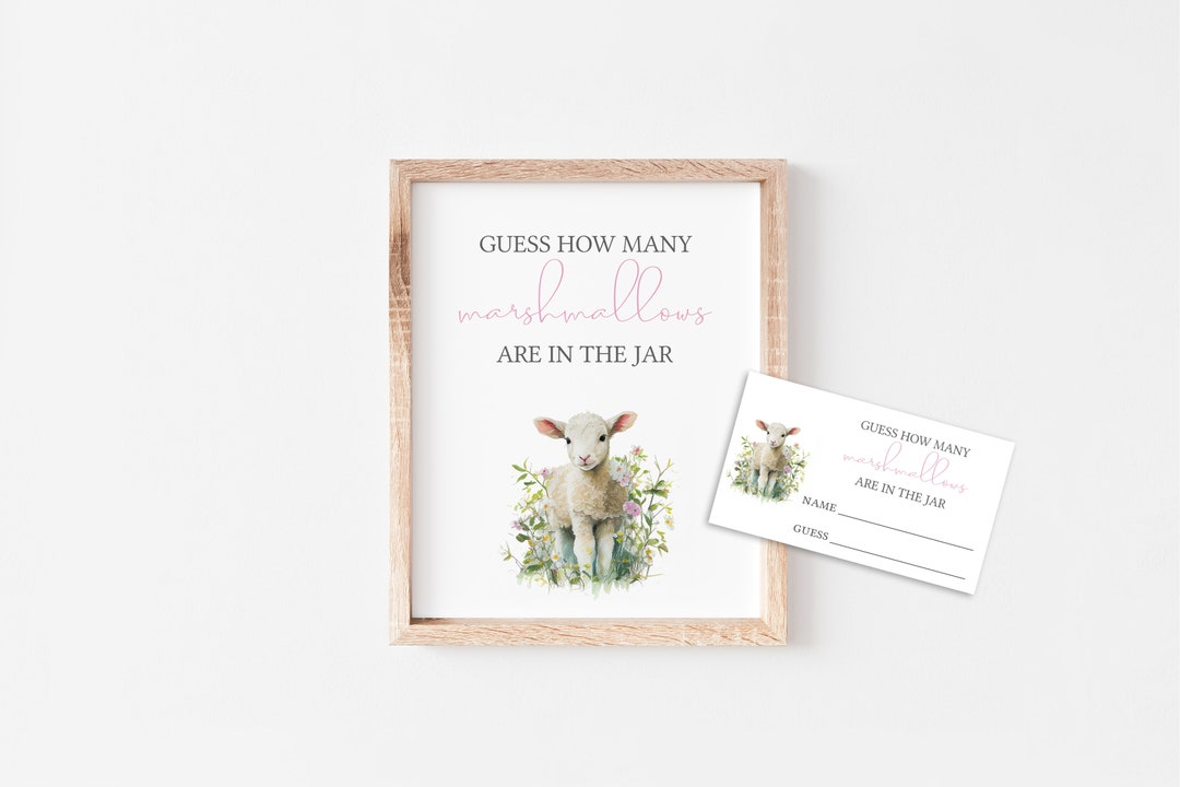 Guess How Many Marshmallows Are in the Jar Game, Lamb Baby Shower ...