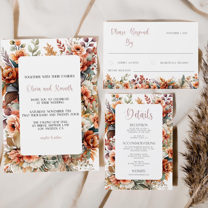 Fall Wedding Invite - Etsy