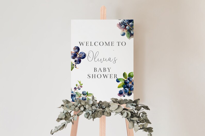 Blueberry Baby Shower Welcome Sign Template, Brunch Baby Shower ...