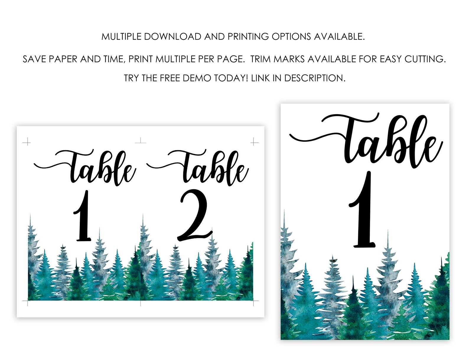 Winter Pine Wedding Table Number Table Numbers Wedding - Etsy