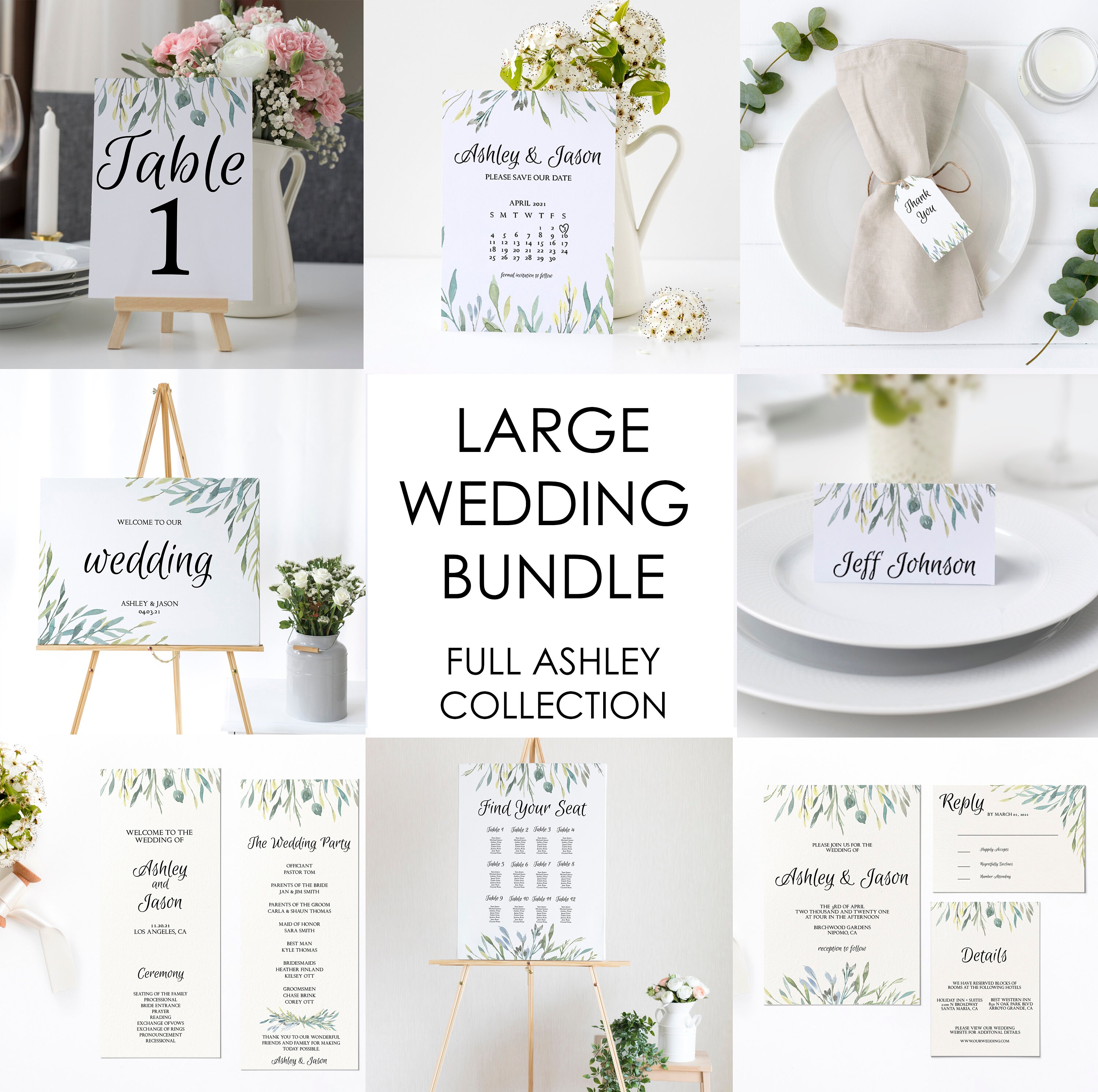 Wedding Bundle Template Greenery Wedding Bundle Wedding | Etsy