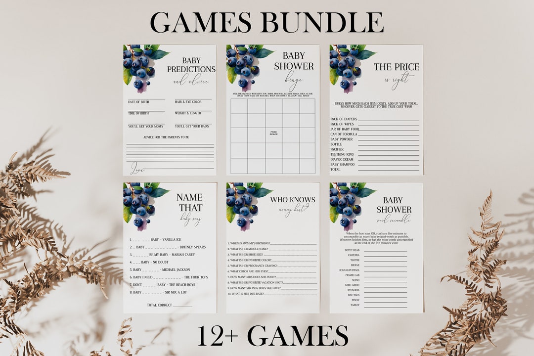 Blueberry Baby Shower Games Bundle (digital Download) - Etsy