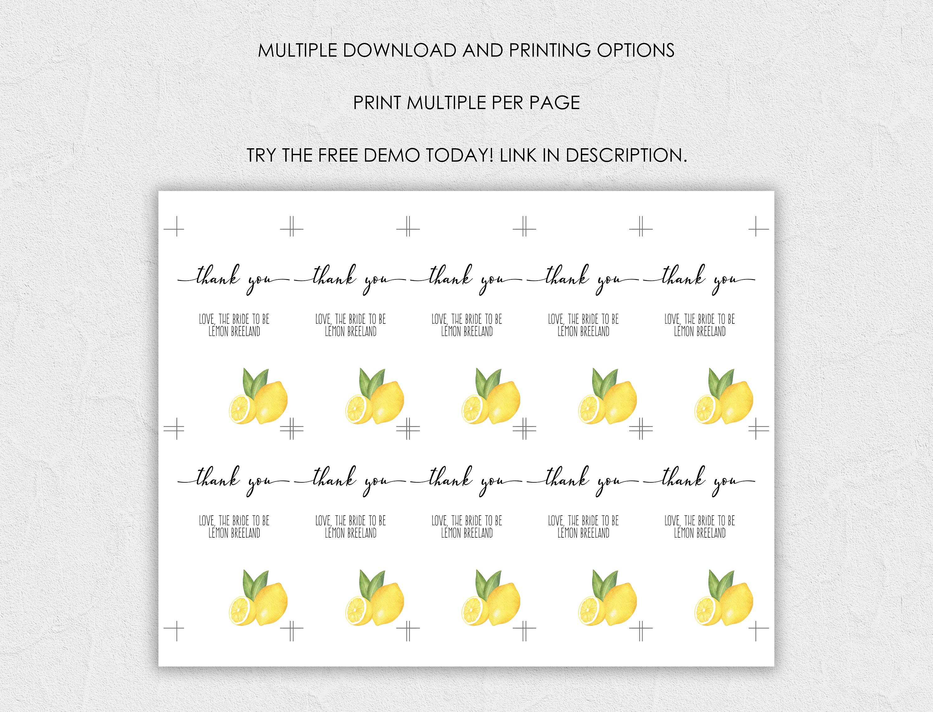Lemon Favor Gift Tag, Thank You Tag, Lemon Themed Bridal Shower, Lemon ...
