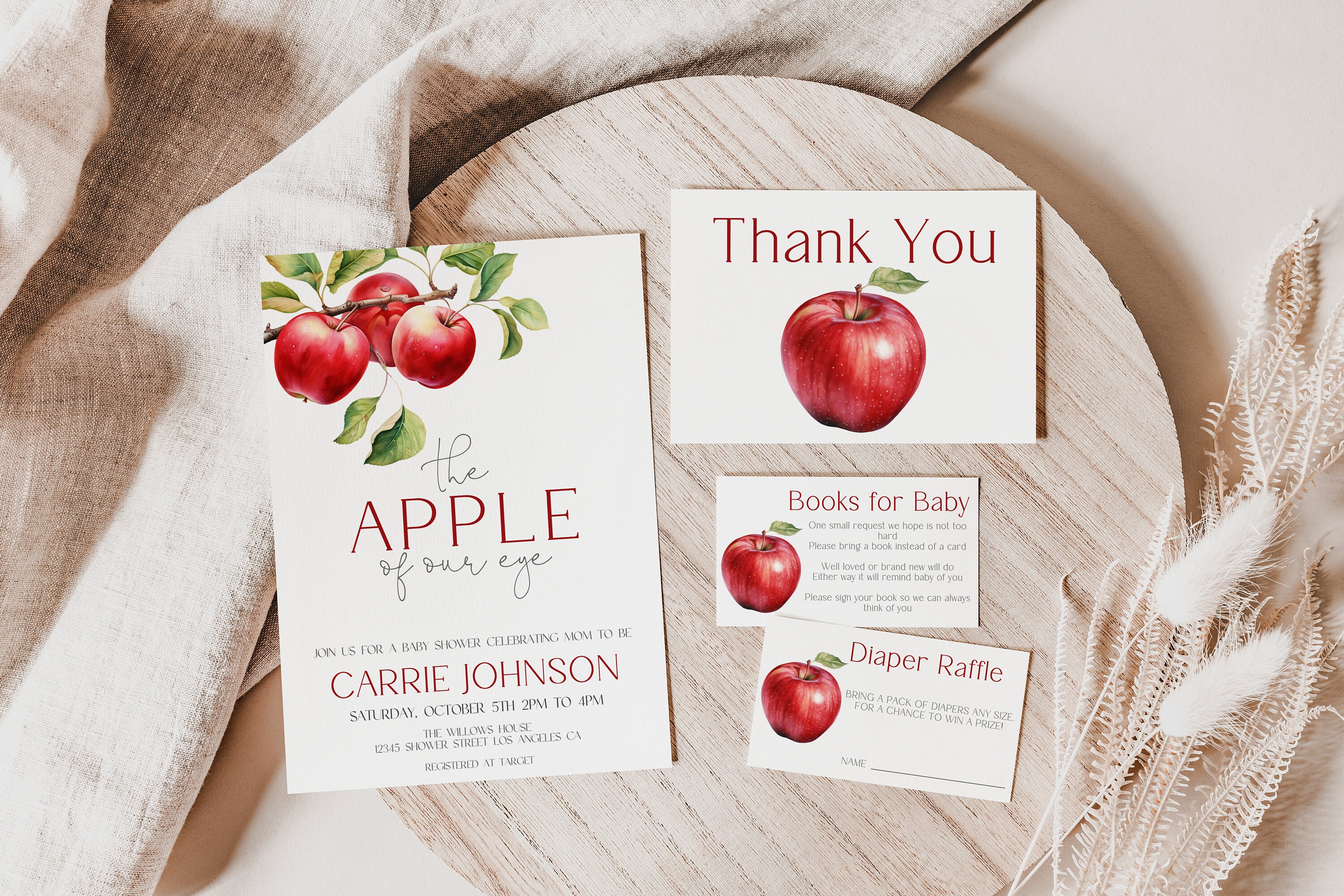 Apple Baby Shower Theme, Baby Shower Diaper Raffle, Books for Baby ...