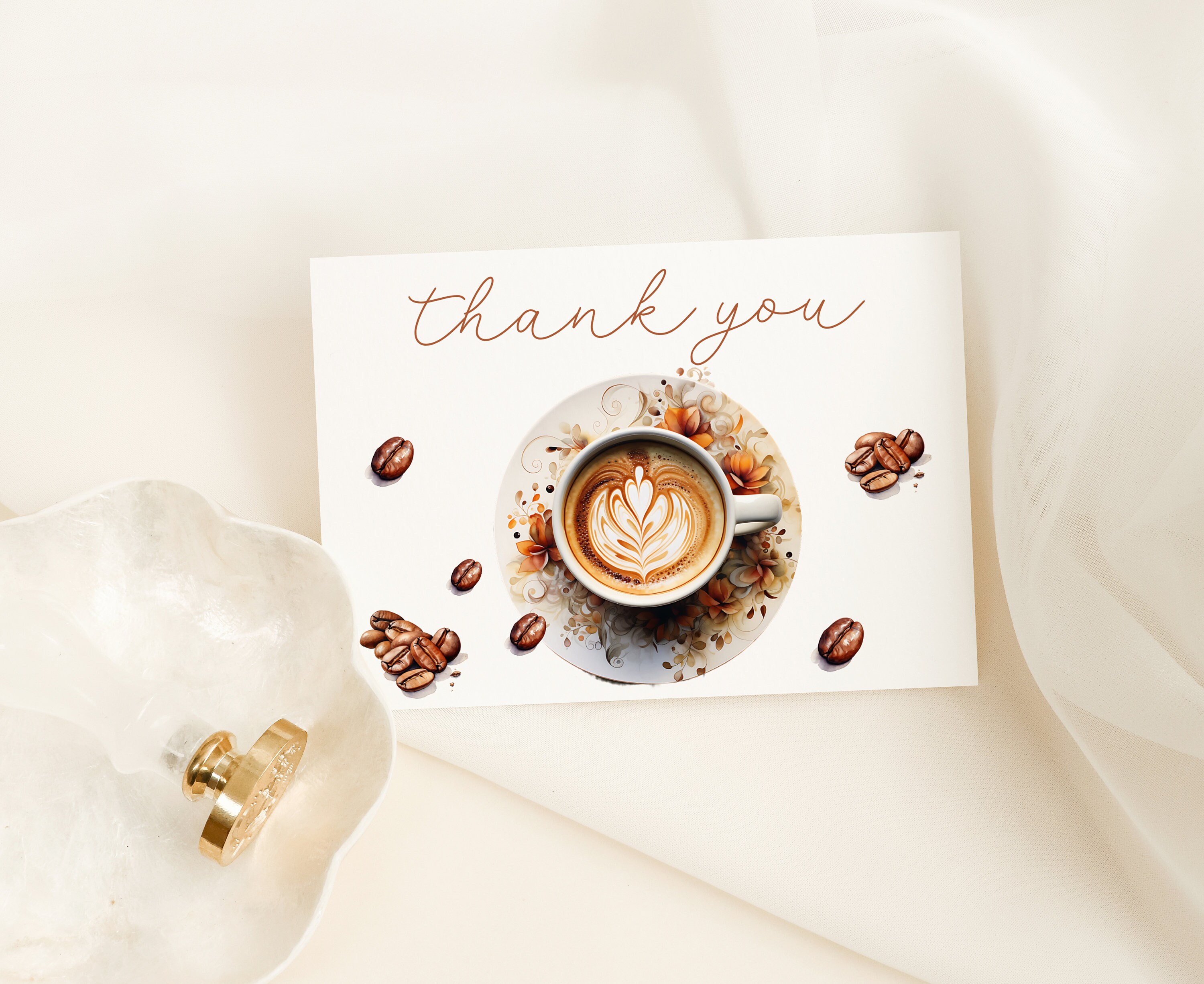 Coffee Beans Thank You Card Template, Baby is Brewing, Love is Brewing ...