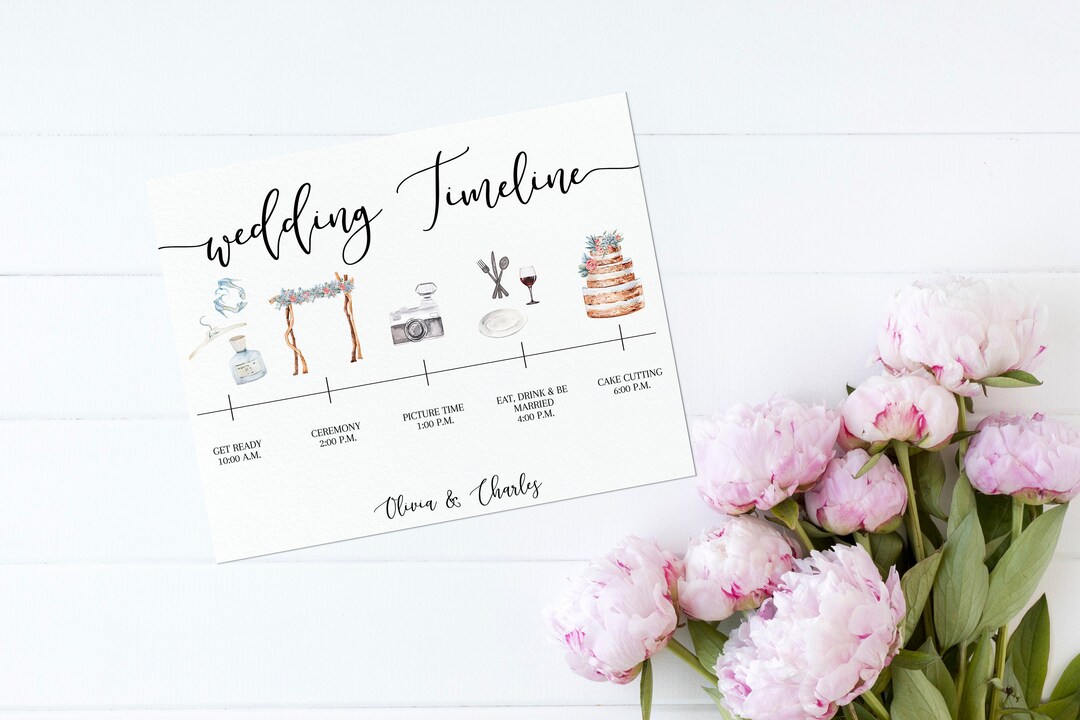 Wedding Timeline Template, Wedding Day Timeline, Wedding Timeline Sign ...