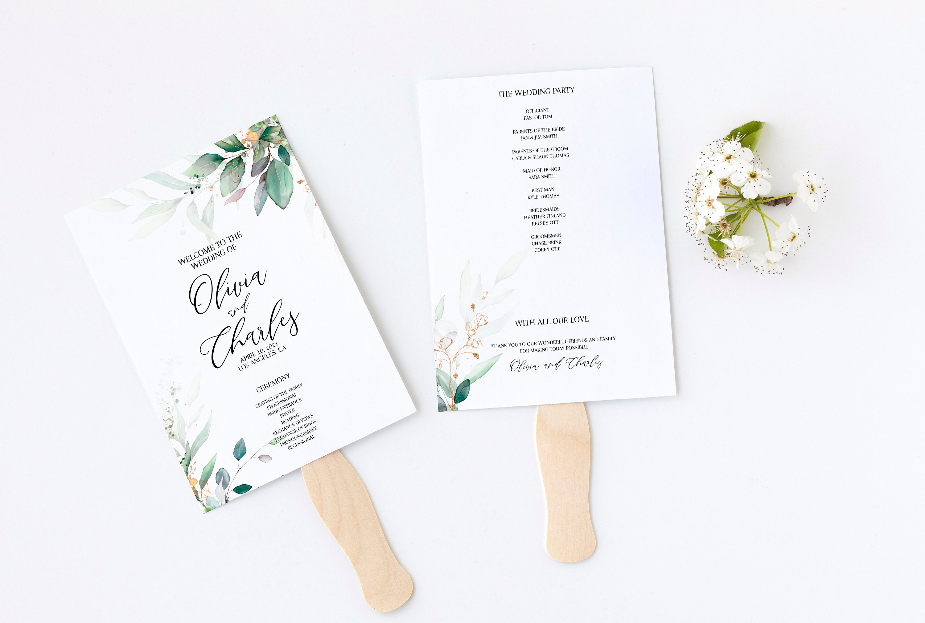 Wedding Program Fan Template, Editable Wedding Program, Printable ...