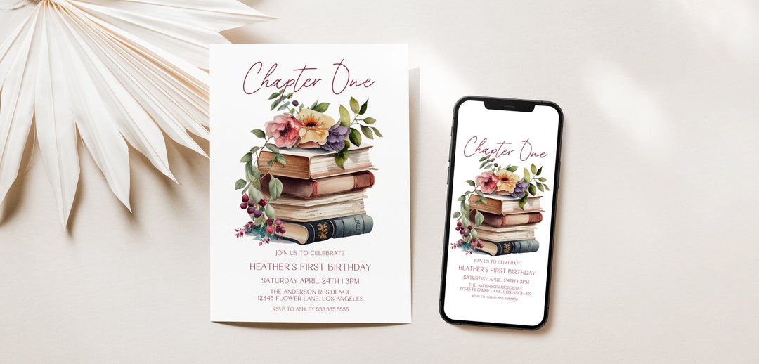 Storybook First Birthday Invitation, Chapter One 1st Birthday, Book ...