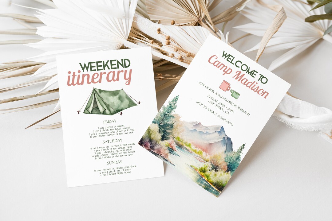 EDITABLE Camp Bachelorette Invitation Template, Hiking Bachelorette ...