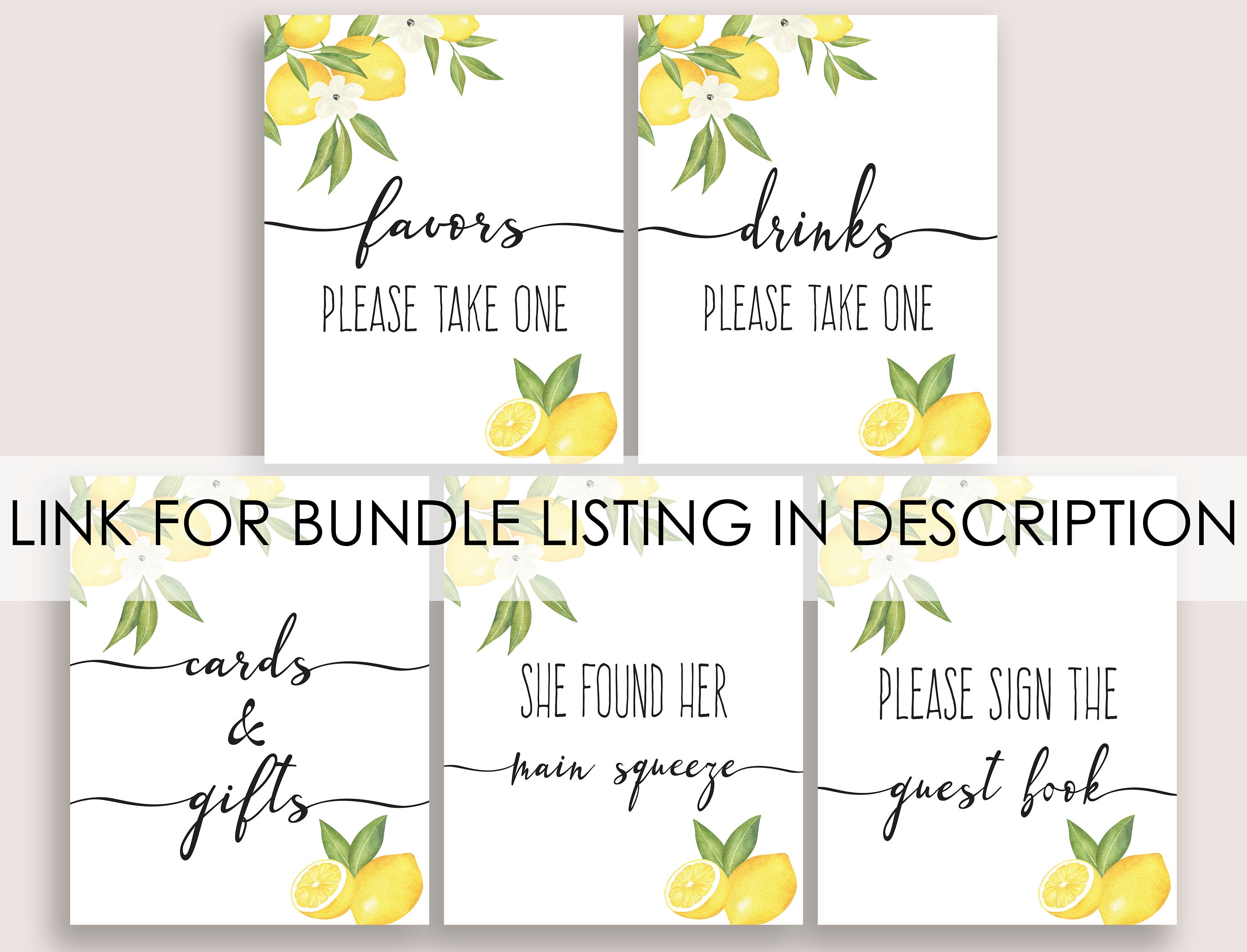 Lemon Theme Bridal Shower Signs, Lemon Theme Bridal Shower Decor, Lemon ...
