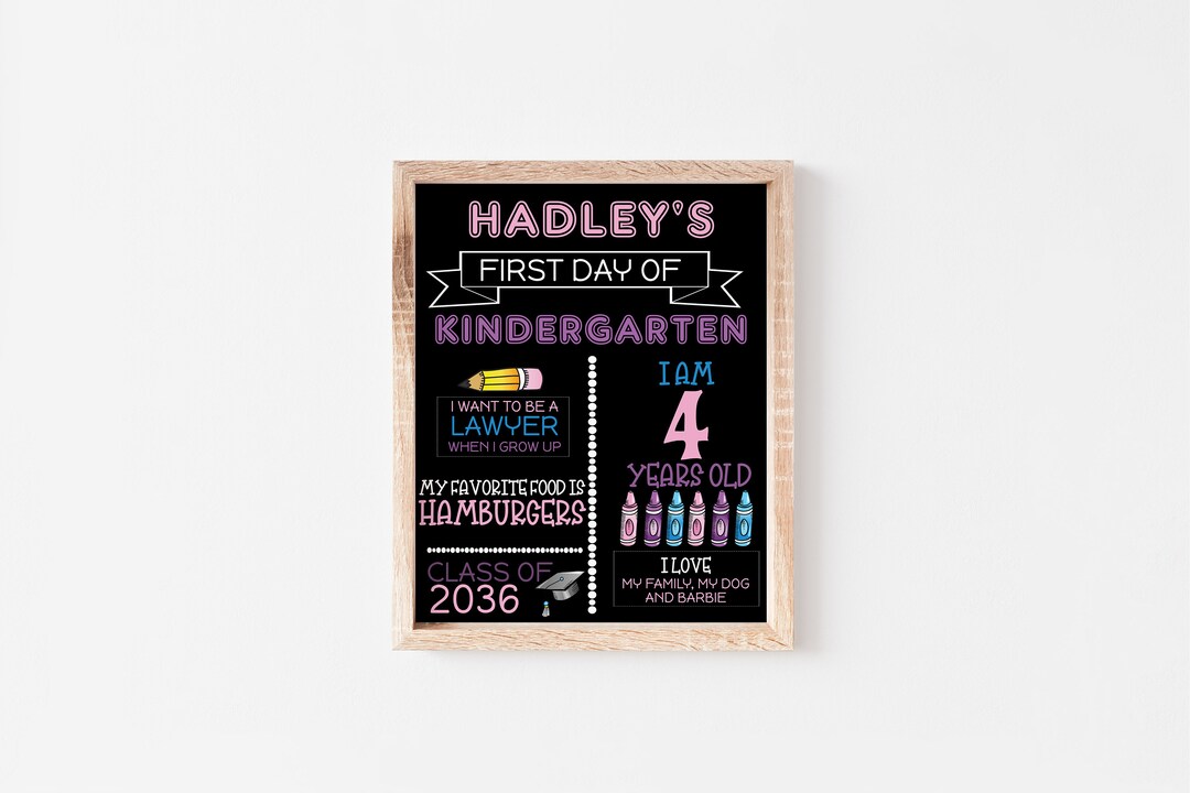 EDITABLE First Day of School Sign Printable, 1st Day of Kindergarten ...