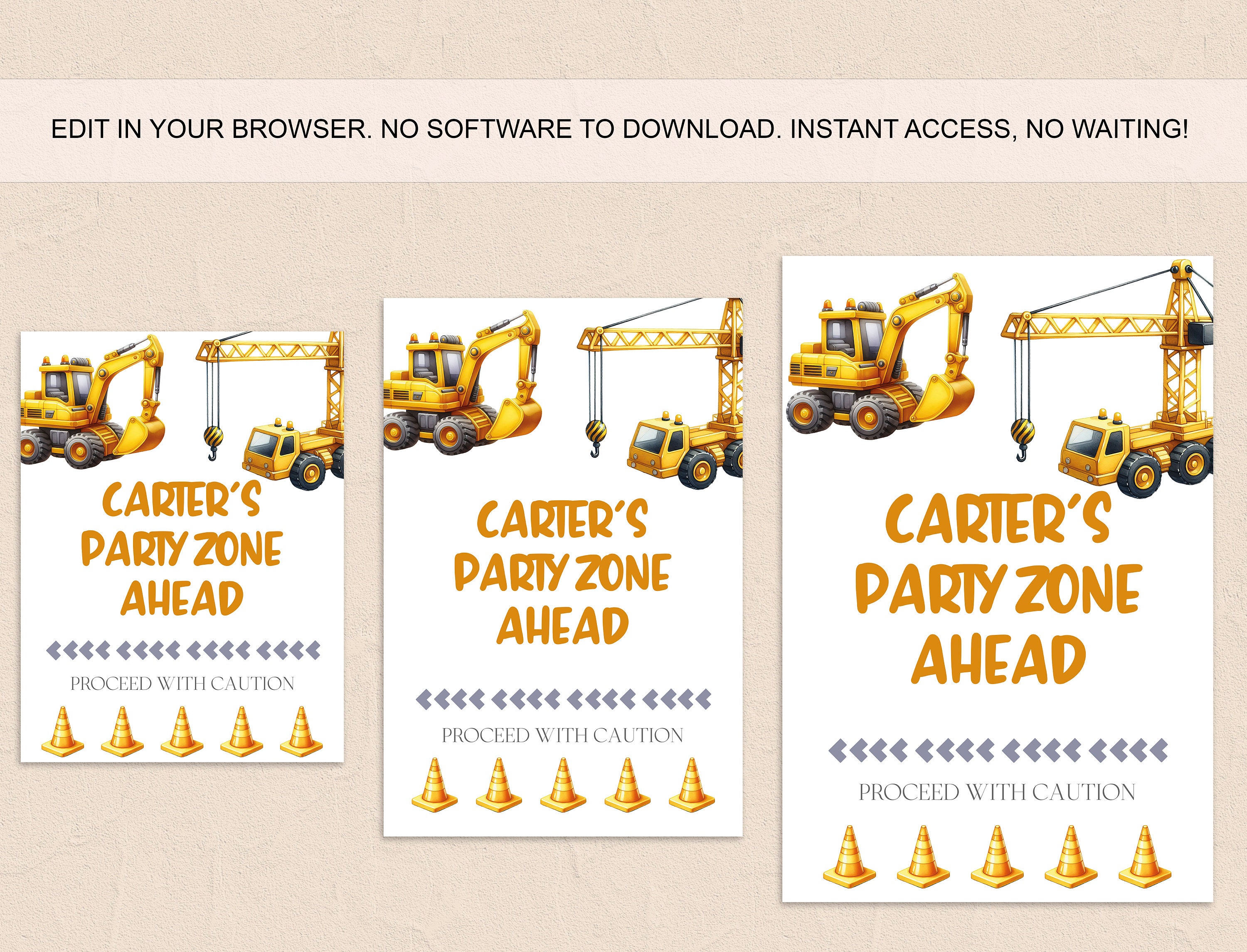 Construction Birthday Party Welcome Sign, Dump Truck Editable Kids ...