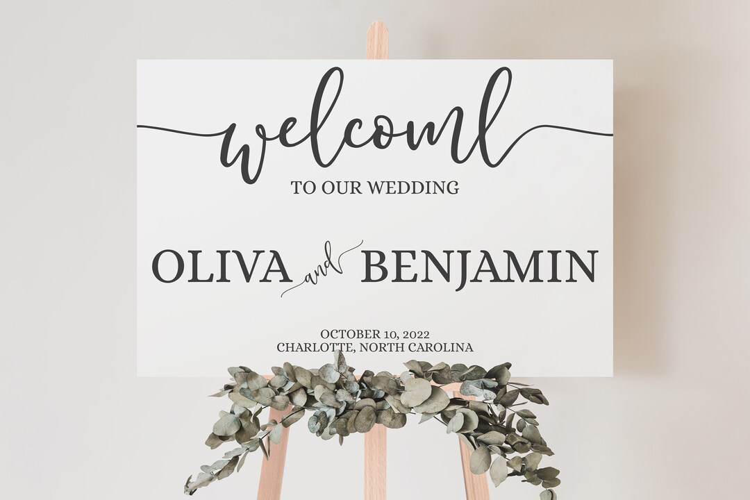 Wedding Reception Welcome Sign, Minimalist Welcome Sign Wedding ...