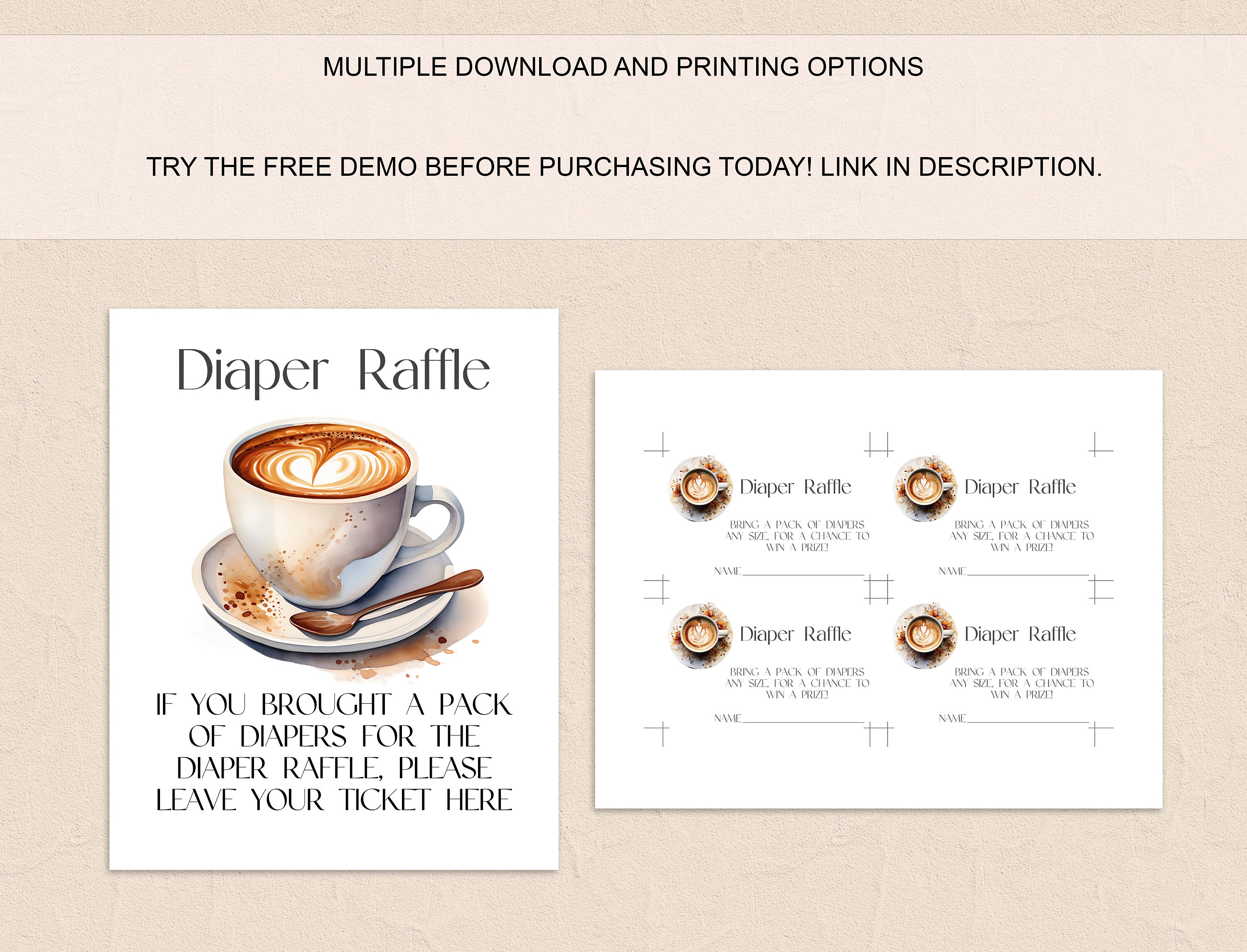 Baby Shower Diaper Raffle Template, Baby is Brewing, Diaper Raffle ...