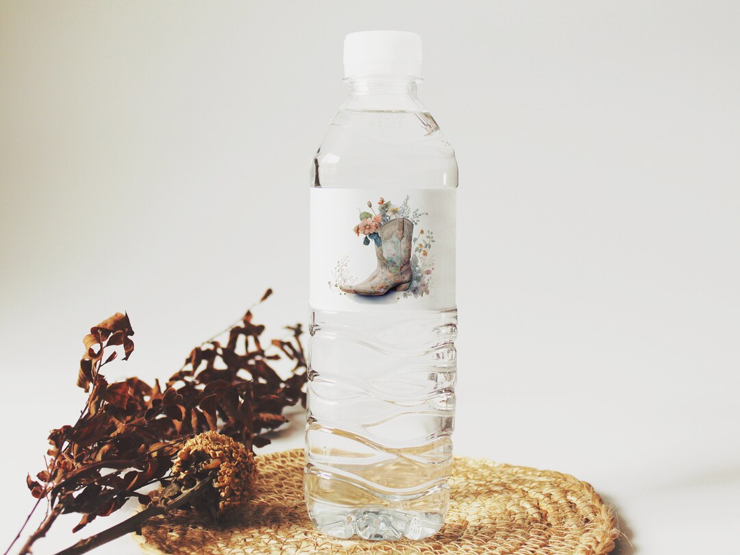 Western Water Bottle Label Template, Cowboy Boot Water Bottle Wrap ...