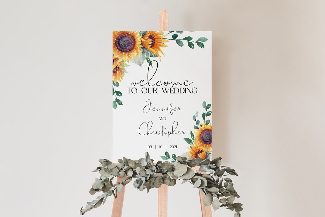Sunflower Welcome Sign, Rustic Wedding Welcome Sign, Fall Wedding Ideas ...