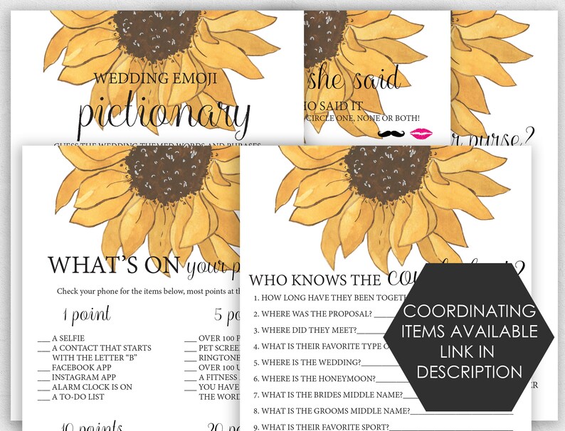 Sunflower Theme Bridal Shower Games Who Knows The Couple Best Bridal