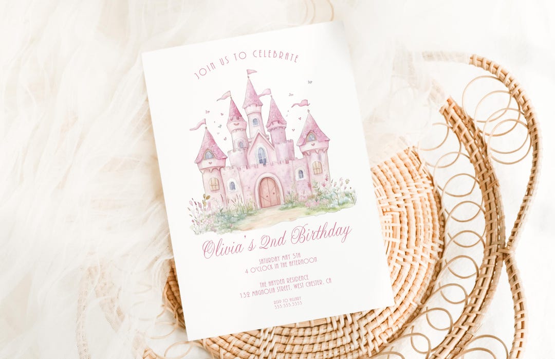 Pink Princess Invitations Template, Digital Girls Birthday Party Invite ...