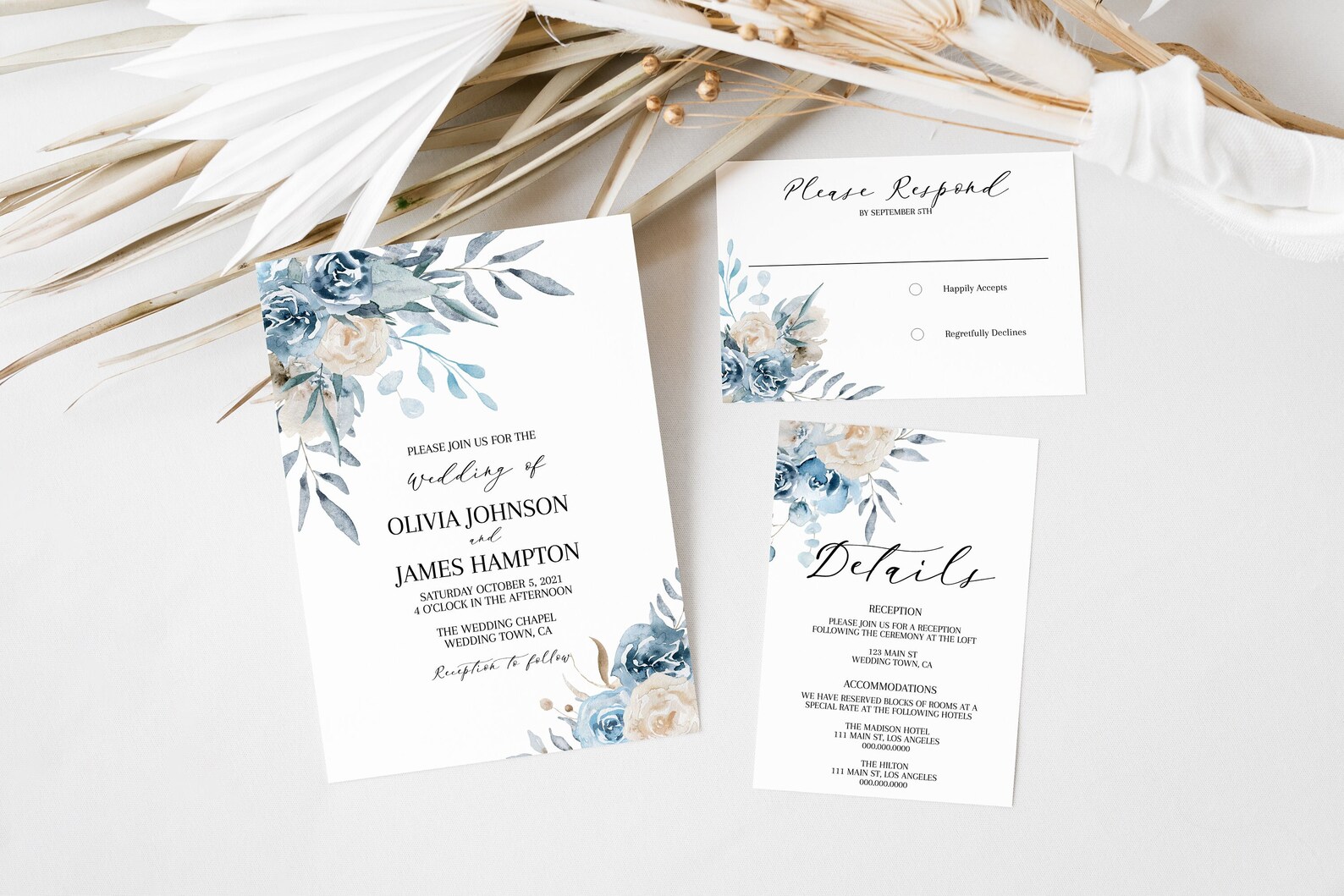 Dusty Blue Wedding Invitations, Dusty Blue Wedding Invites, Wedding ...