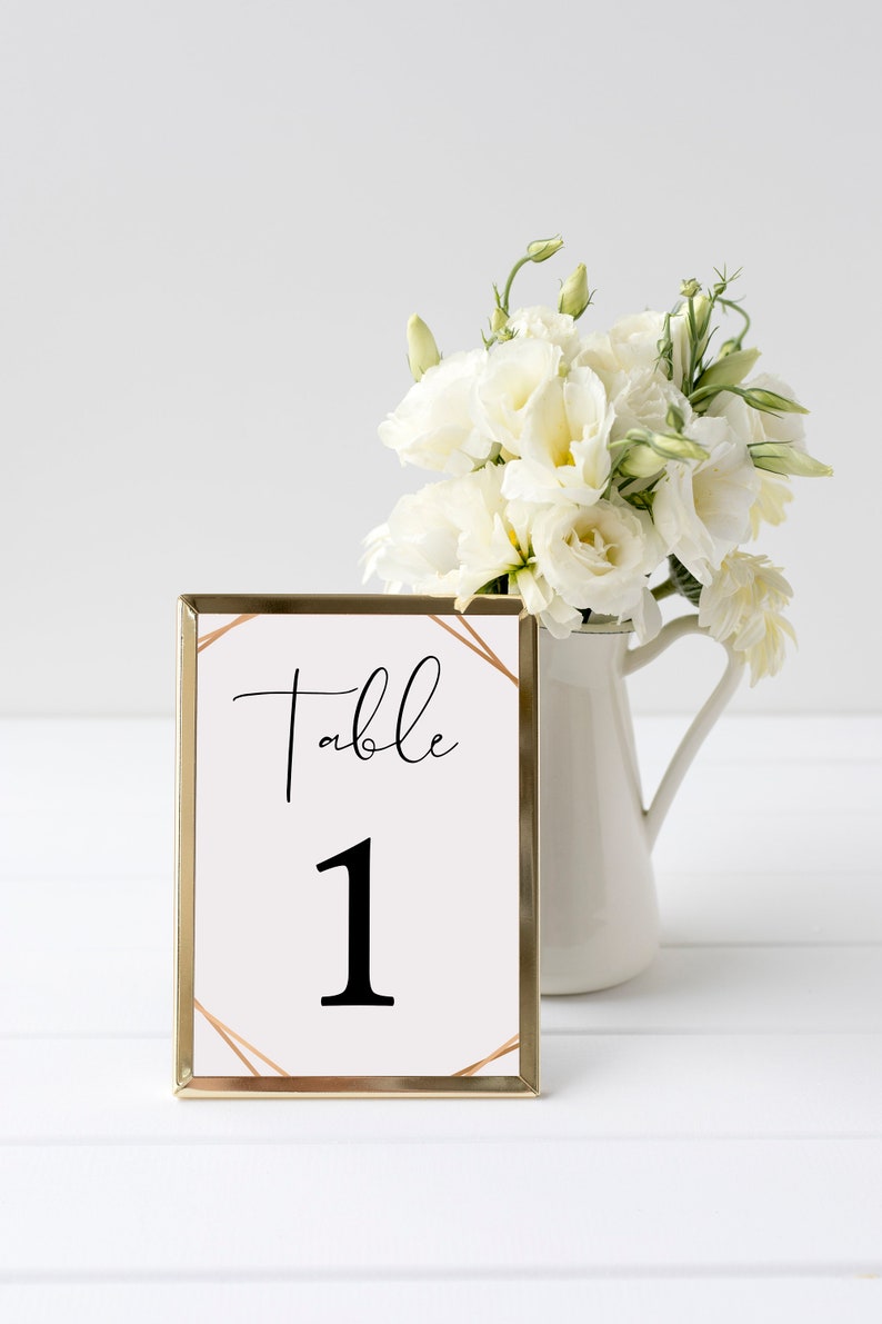 Gold Table Number Template, Table Number Cards, Printable Table Numbers ...