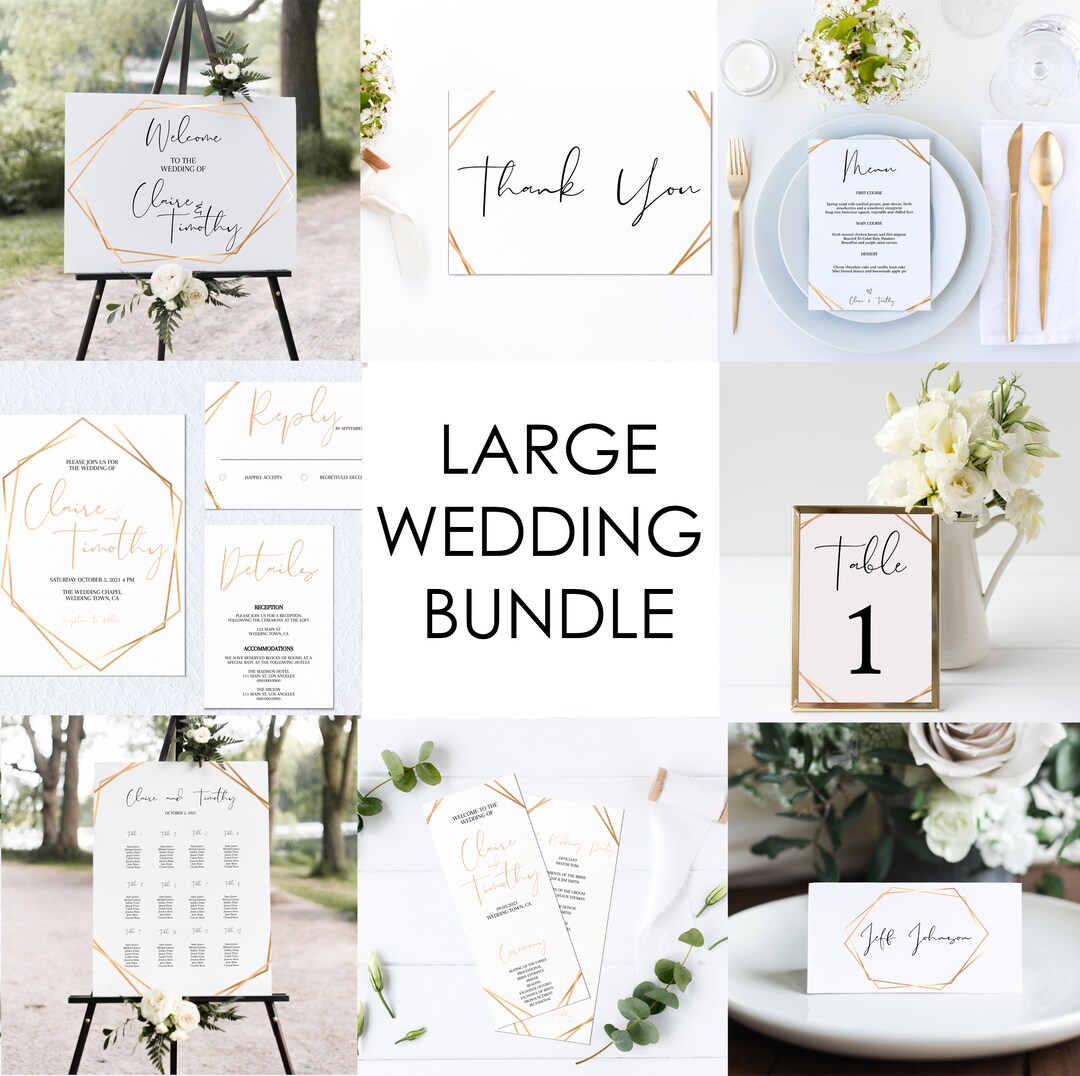 Gold Wedding Bundle Template, Mega Wedding Bundle, Wedding Stationary ...