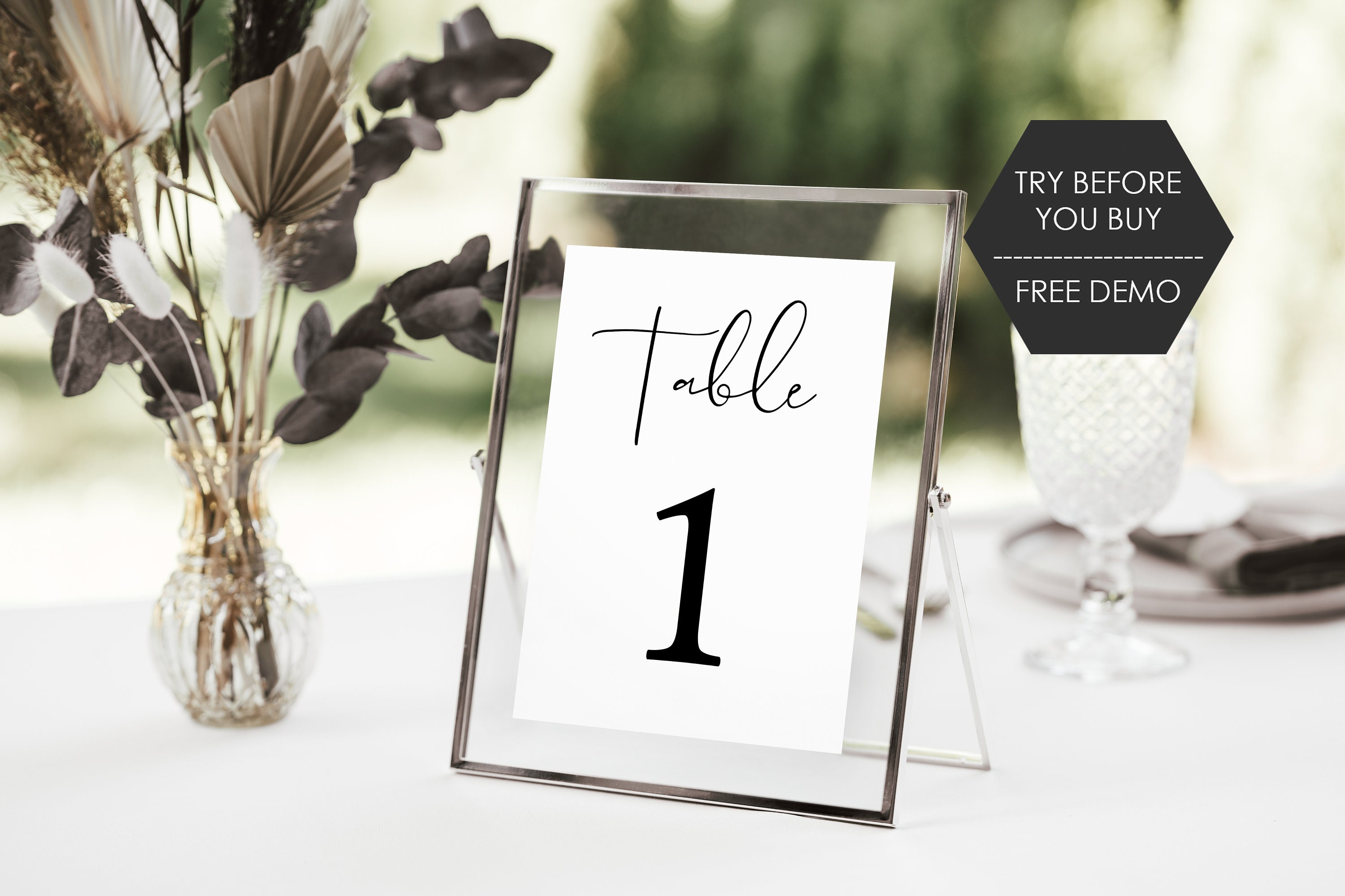 Table Number Cards, Printable Wedding Table Numbers, Modern Table ...