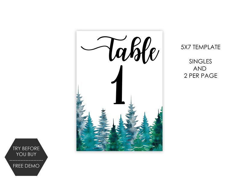 Winter Pine Wedding Table Number Table Numbers Wedding - Etsy
