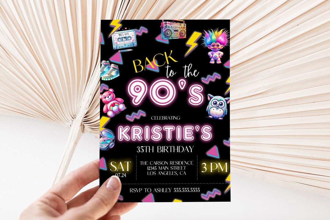 90s Party Invitation, 90's Birthday Invitation, Back to the 90s, 30th ...