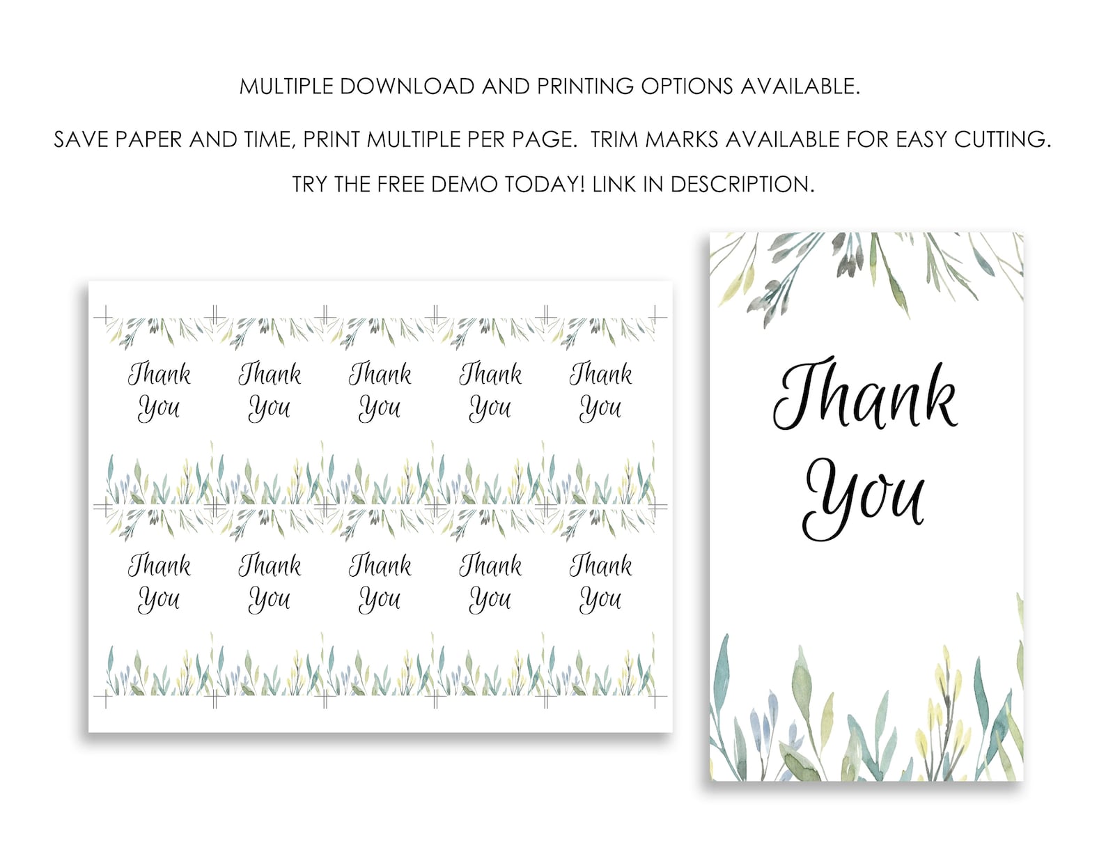 Greenery Favor Tag Rustic Gift Tag Template Baby Shower | Etsy