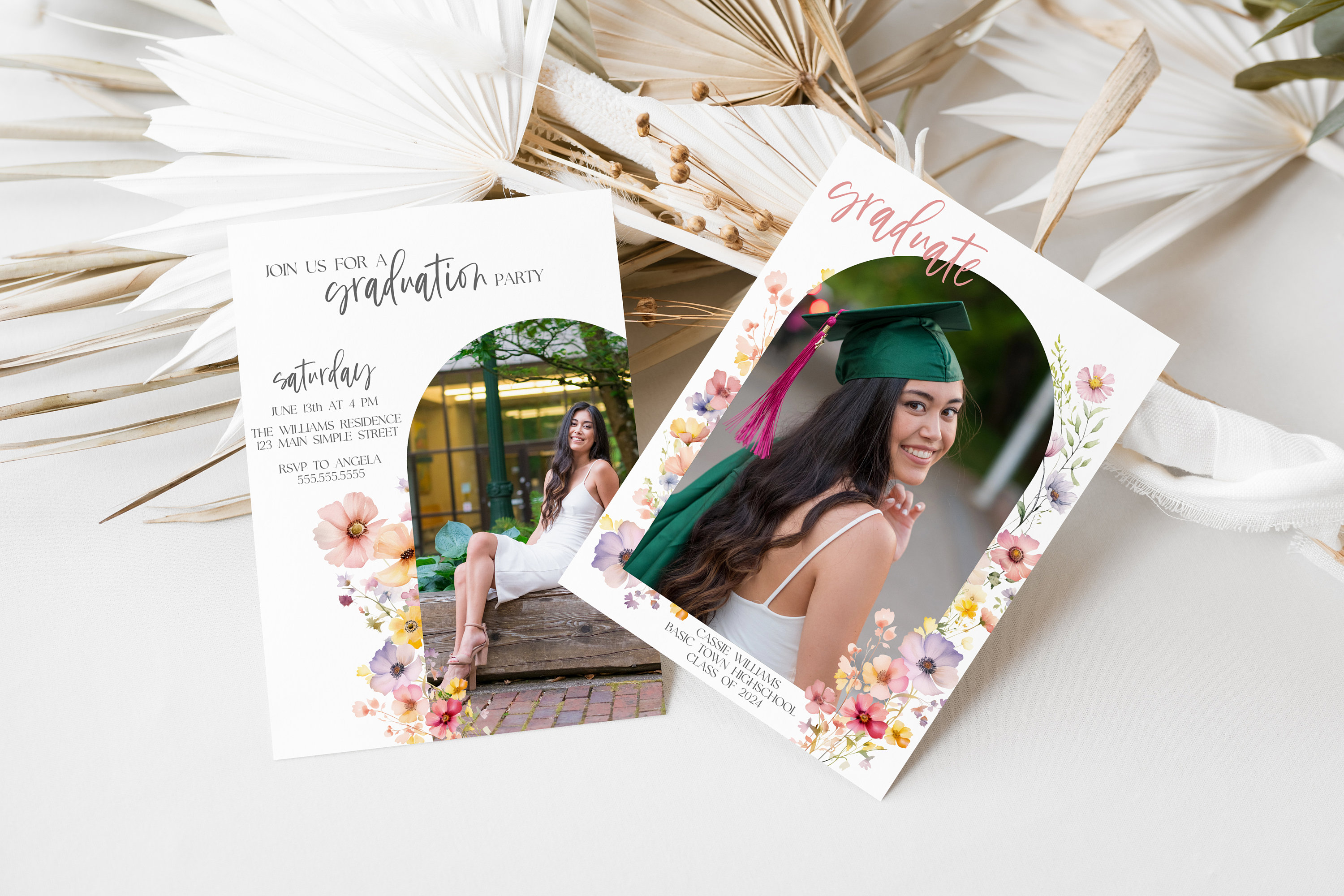Wildflower Grad Party Invite, Boho Graduation Announcement Flowers ...