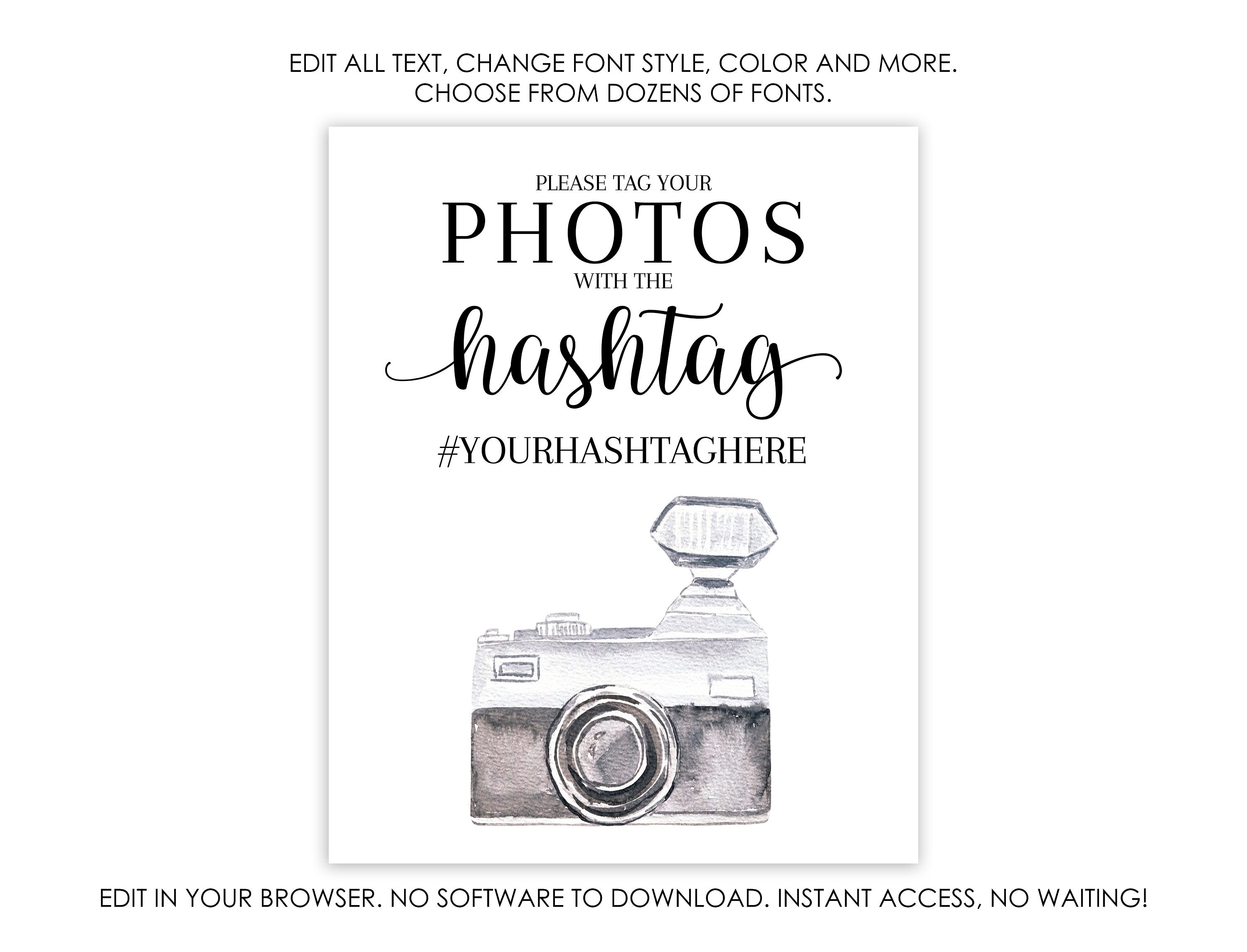 Wedding Hashtag Sign Download Printable Wedding Hashtag Sign - Etsy