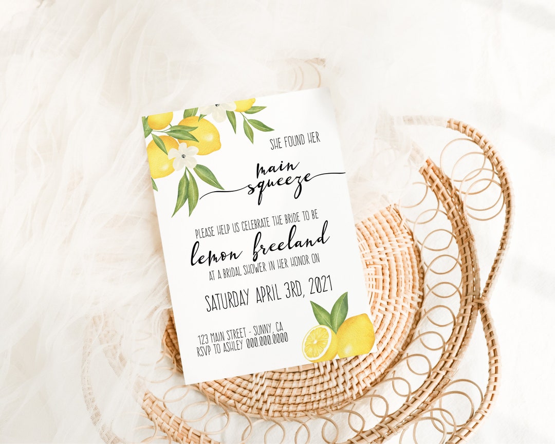 Bridal Shower Invitation Template, Lemon Theme Bridal Shower, Editable ...