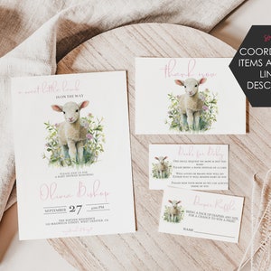 Lamb Thank You Card Template, Printable Thank You Note, Editable ...