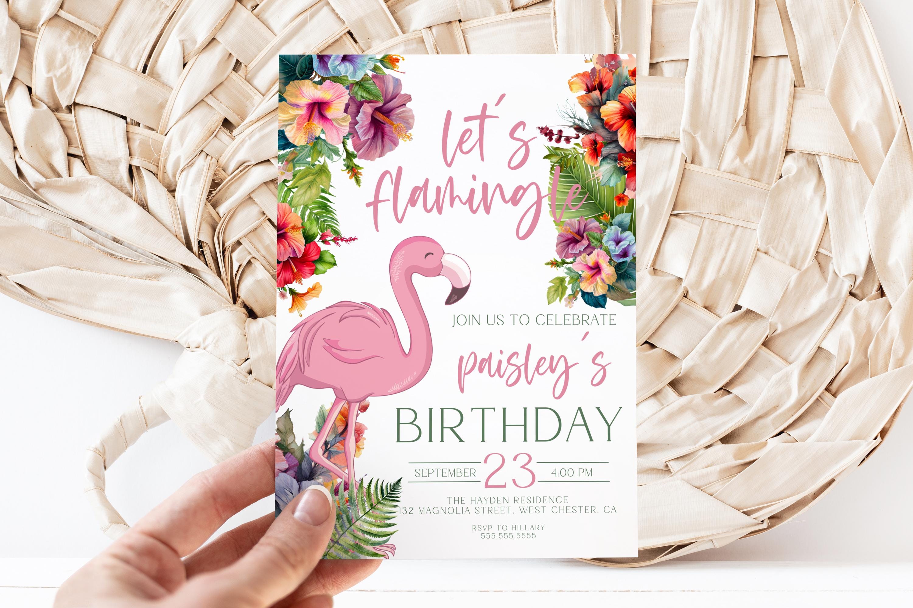 Editable Flamingo Birthday Invitation, Lets Flamingle 1st Birthday ...