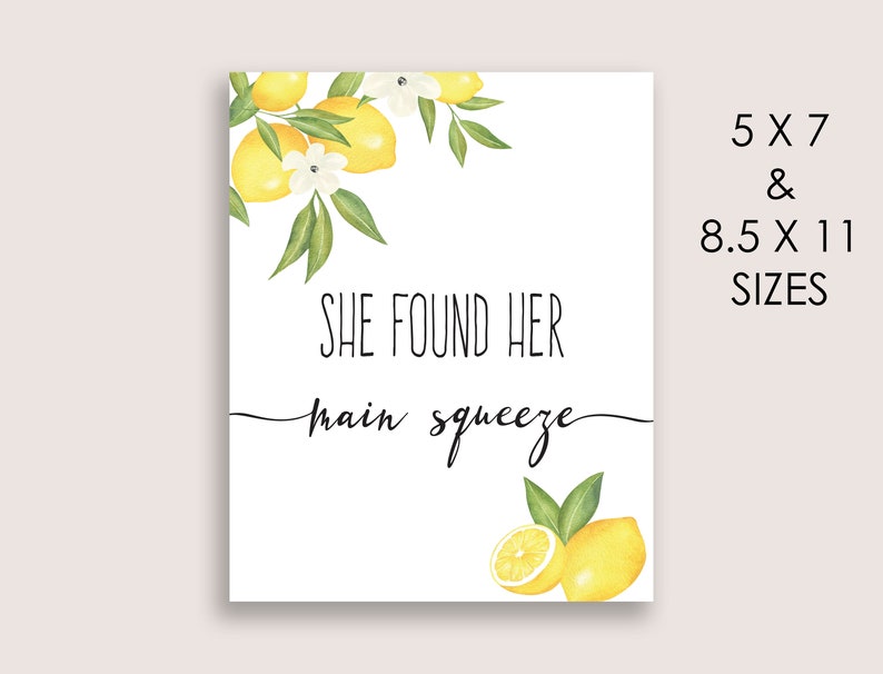 She Found Her Main Squeeze Sign, Lemon Bridal Shower, Citrus Wedding ...
