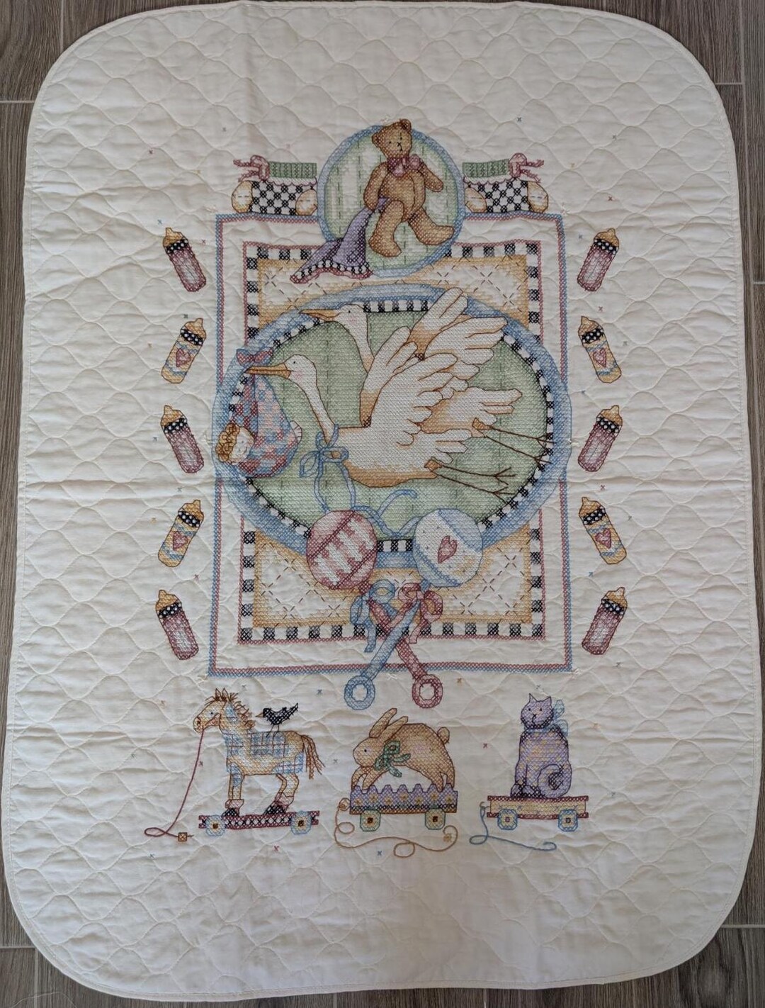 Baby Wall Tapestry | Stork | Cross-stitch - Etsy