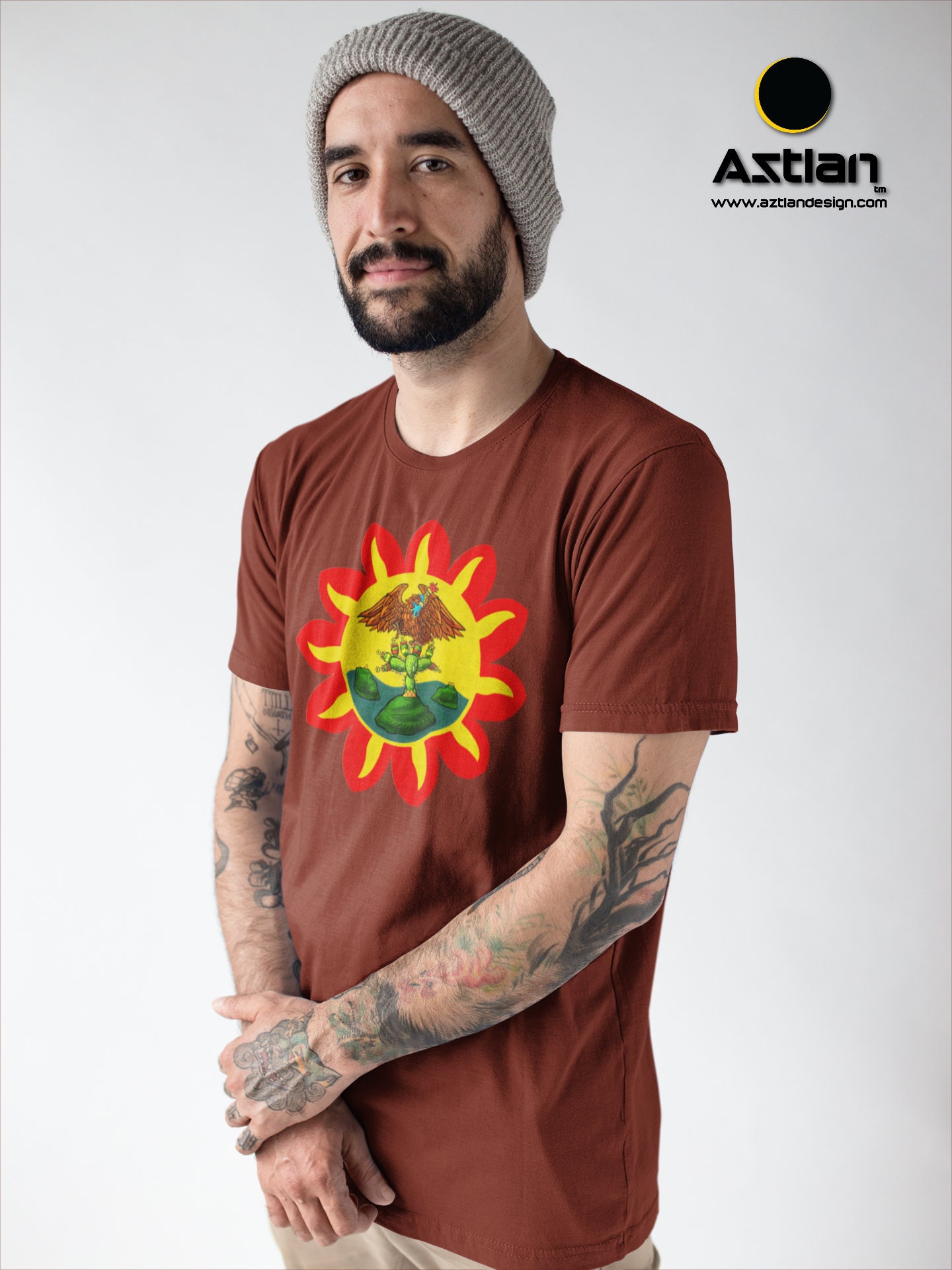 Original Aztec Flag T-shirt Mexica Art Aztec Symbol Mexican Clothing ...