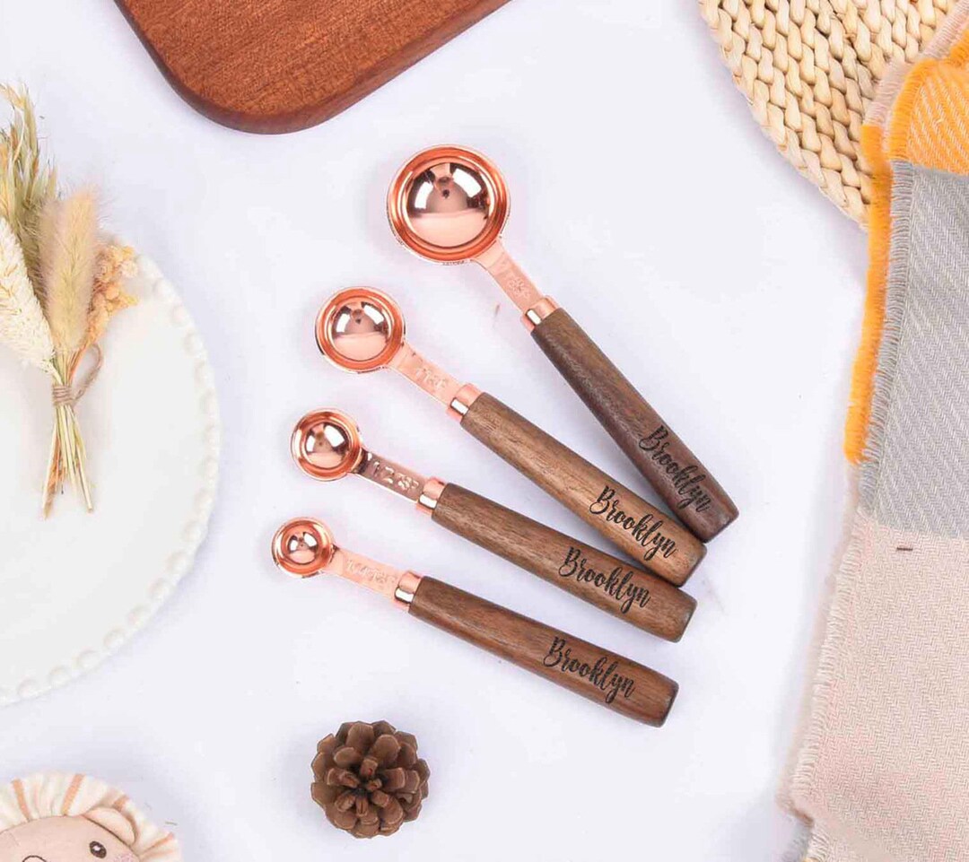 Personalized Rose Gold Stainless Steel Measuring Cups, Cooking Gift for ...