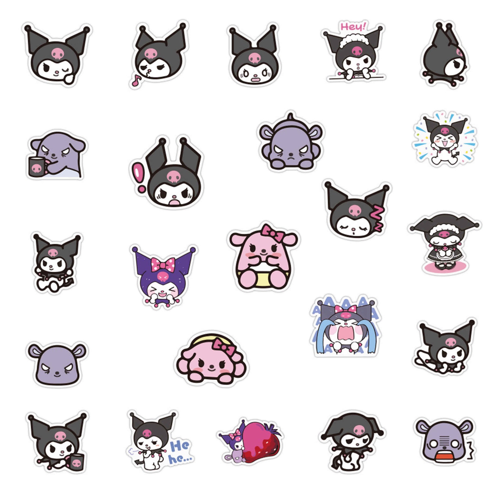 50 Pcs Cartoon Cute Classic Stickers Cute Kuromi Stickers Etsy