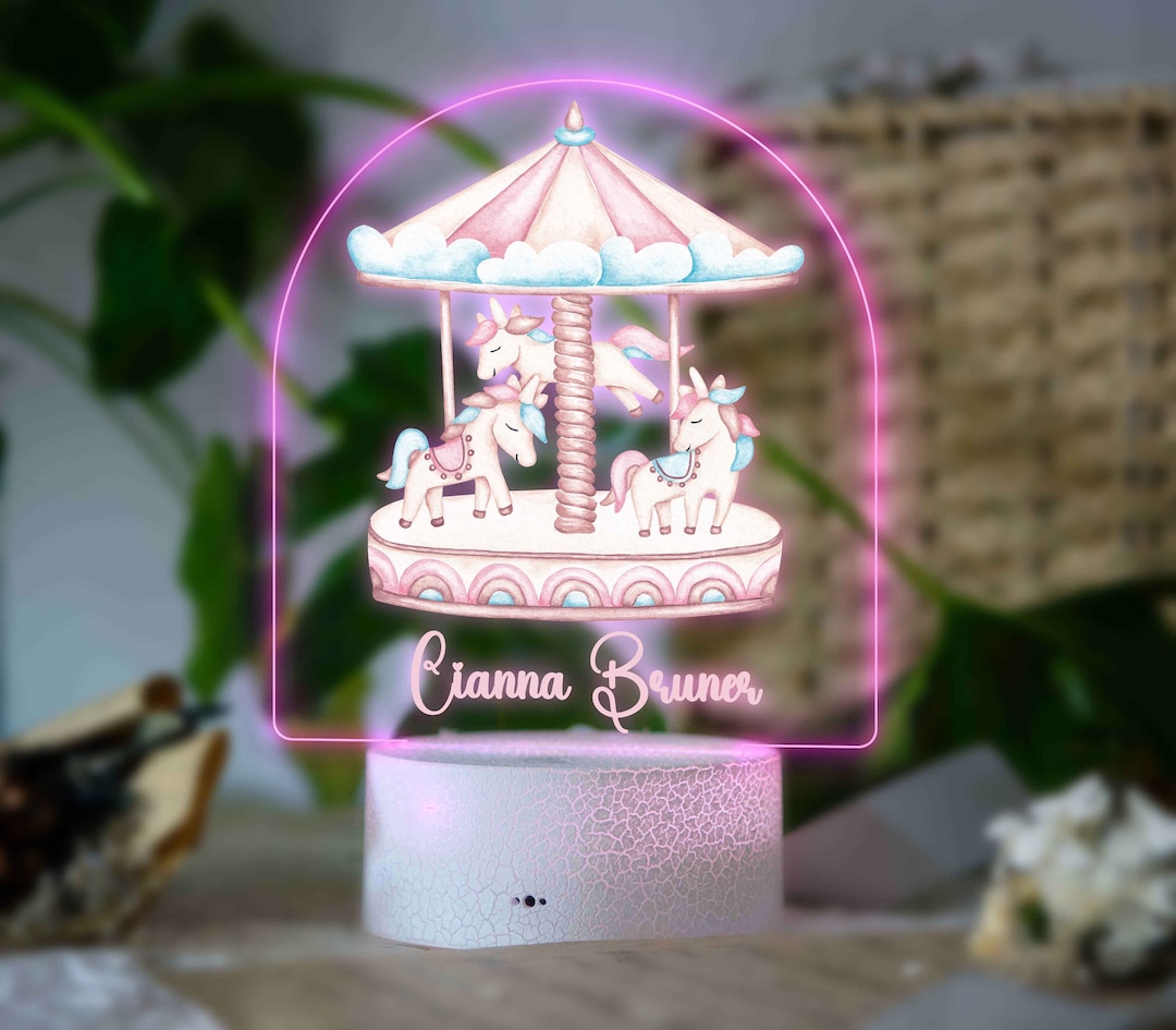 Personalized Carousel Night Light Kids Bedroom Decor Children's Lights ...