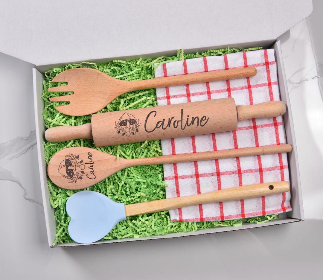 Baking Gift Box | Personalized Rolling Pin, Wooden Spoon, Heart ...
