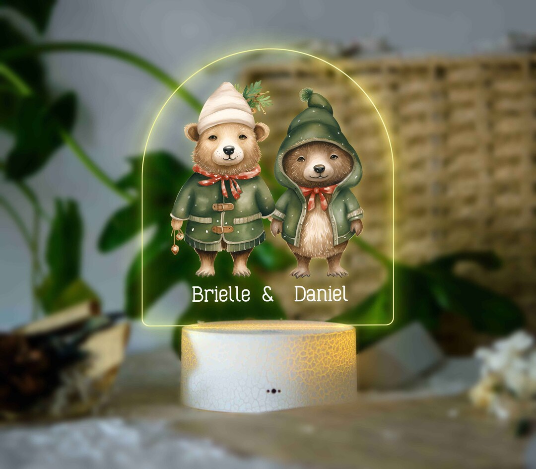 Personalised Teddy Night Light Animal Night Light Baby Nursery Light ...