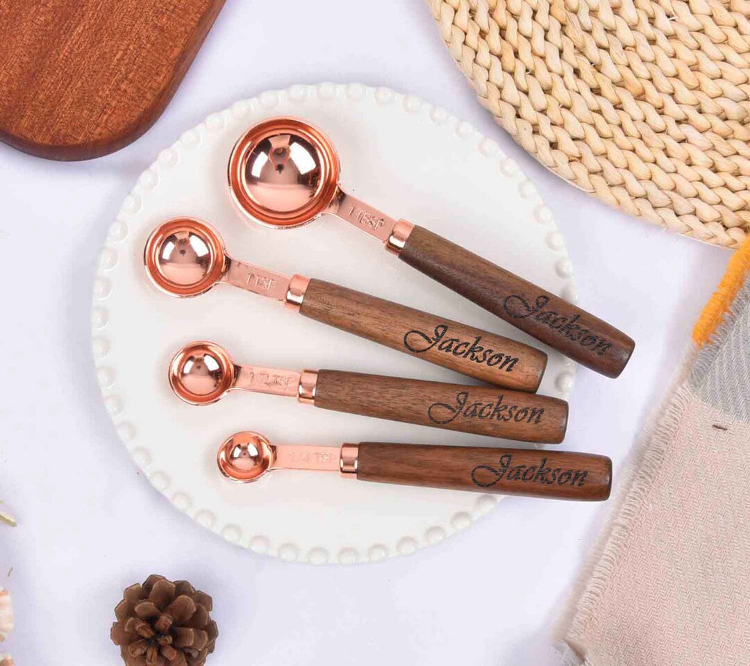 Handcrafted Gold Measuring Cup, Stainless Steel Measuring Spoons, Thank ...