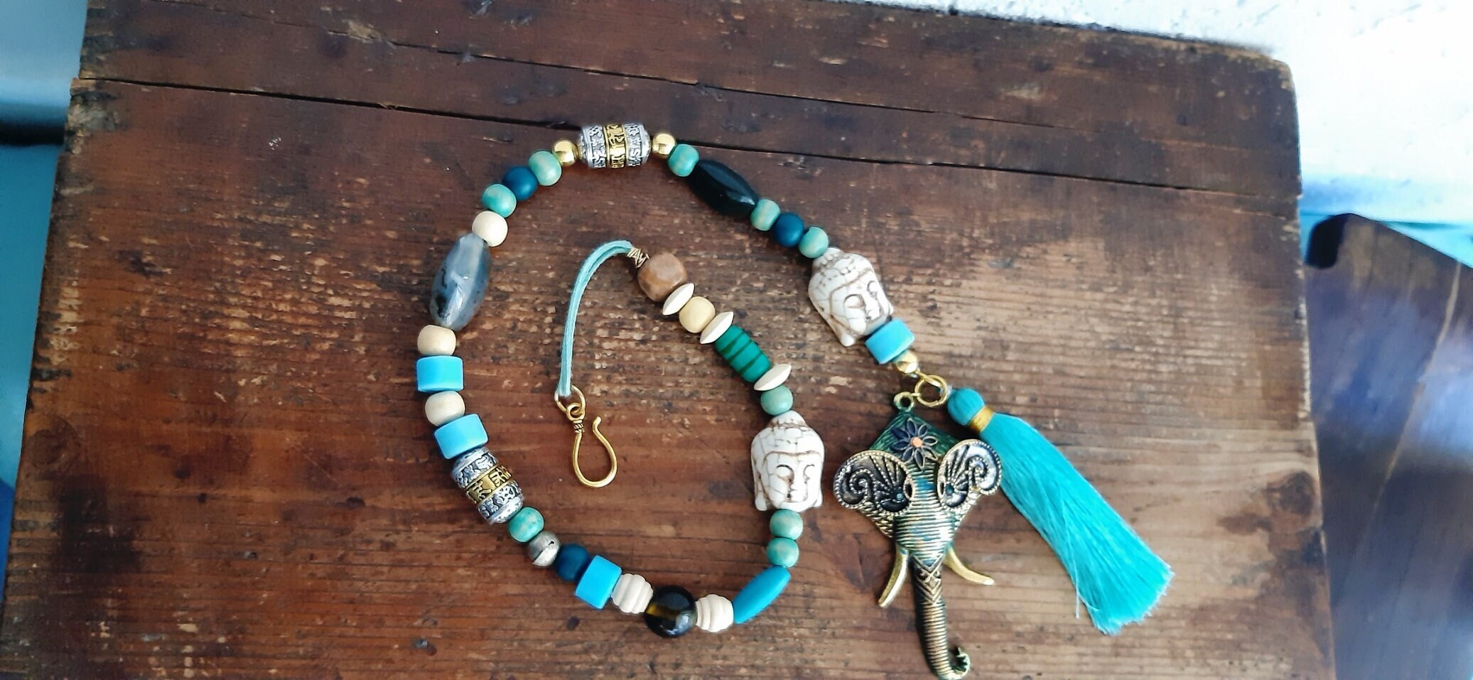 Zen Suspension Elephant Garland Turquoise Orange Gold Trendy Decor Boho ...